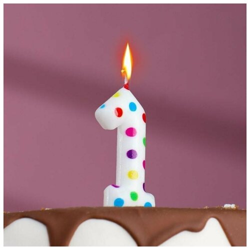 Свеча в торт на день рождения "Цветное конфетти", цифра "1", 5,5 см