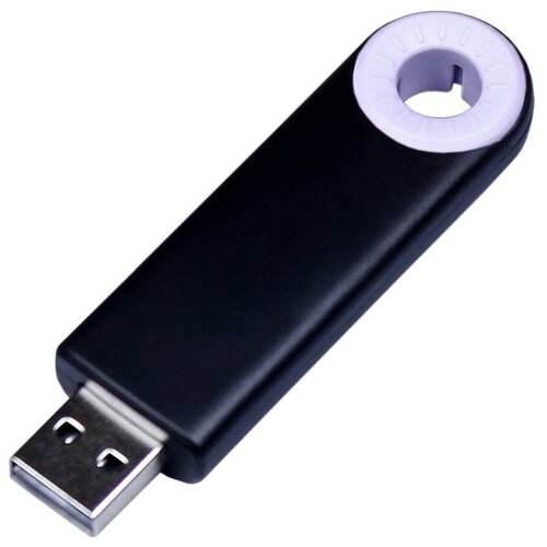 Классическая черная выдвижная пластиковая флешка с круглым отверстием (64 Гб / GB USB 3.0 Белый/White 035BK)