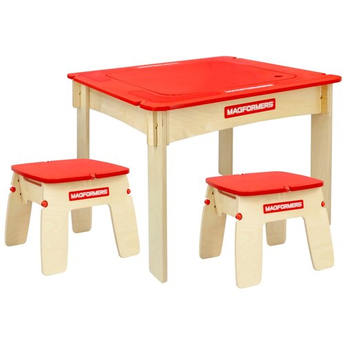 Комплект MAGFORMERS стол + 2 стула 62001 67.7x49.4 см красный
