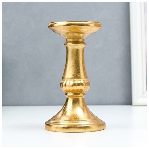 Подсвечник полистоун на 1 свечу "Колонна" золото 18х10,3х10,3 см