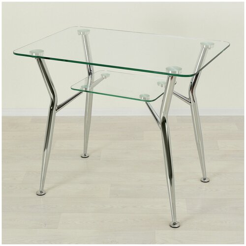 Стеклянный стол для кухни Квадро 10 прозрачный/хром (1000х700 мм)