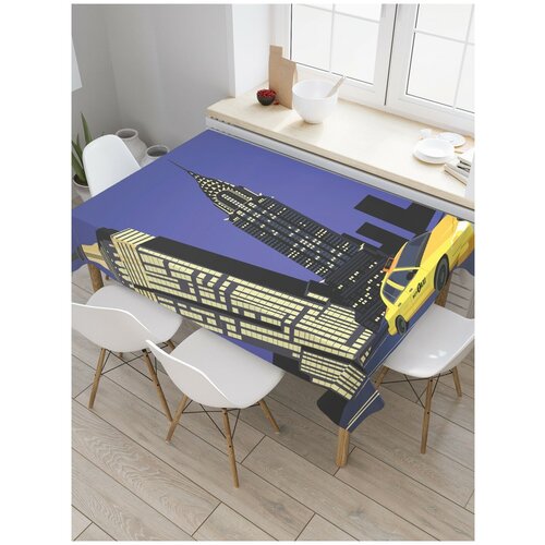 Скатерть прямоугольная JoyArty на кухонный стол "Ночное такси" из оксфорда, 120x145 см