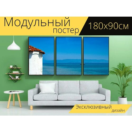 Модульный постер "Корфу, греция, море" 180 x 90 см. для интерьера