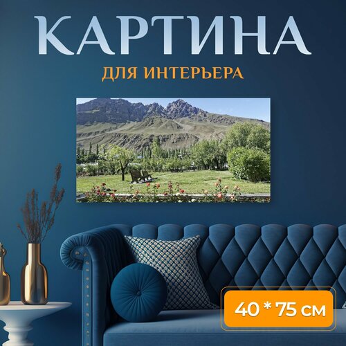 Картина на холсте "Таджикистан, хороге, ботанический сад" на подрамнике 75х40 см. для интерьера