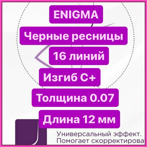 ENIGMA Ресницы для наращивания C+ 0,07-12 mm (16 линий) черные (Энигма)