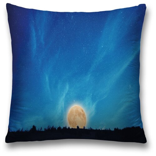 Наволочка декоративная на молнии, чехол на подушку JoyArty "Восход полной луны" 45х45 см