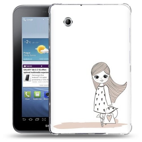 Чехол задняя-панель-накладка-бампер MyPads Девочка с сумкой для Samsung Galaxy Tab 2 7.0 GT-P3100/P3110 противоударный