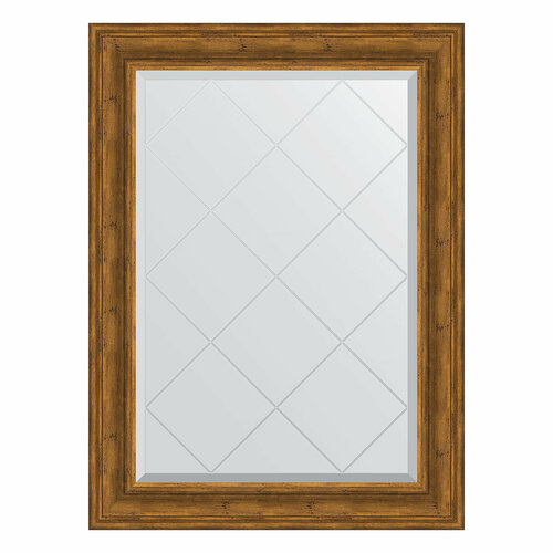 Зеркало настенное с гравировкой EVOFORM в багетной раме травленая бронза, 79х106 см, для гостиной, прихожей, спальни и ванной комнаты, BY 4204