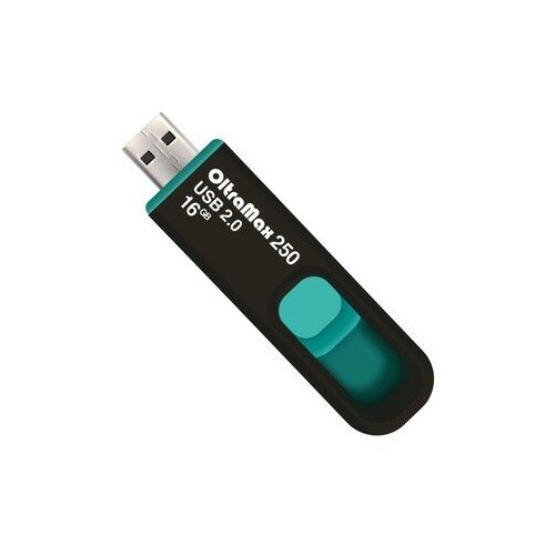 Флешка OltraMax 250, 16 Гб, USB2.0, чт до 15 Мб/с, зап до 8 Мб/с, бирюзовая
