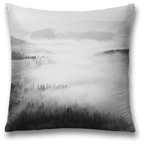 Наволочка декоративная на молнии, чехол на подушку JoyArty "Туманные холмы" 45х45 см