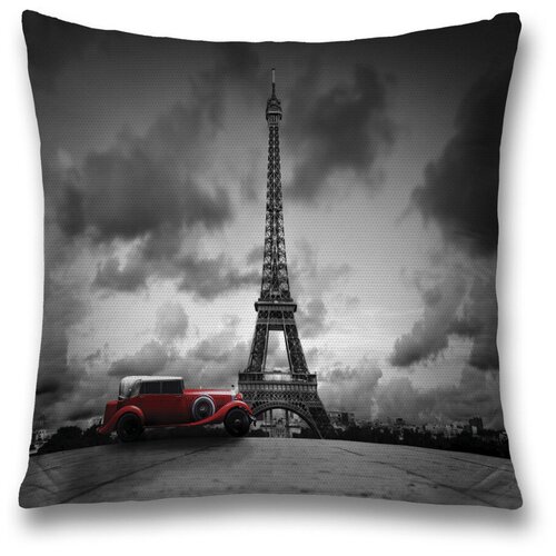 Наволочка декоративная на молнии, чехол на подушку JoyArty "Задумчивый Париж" 45х45 см