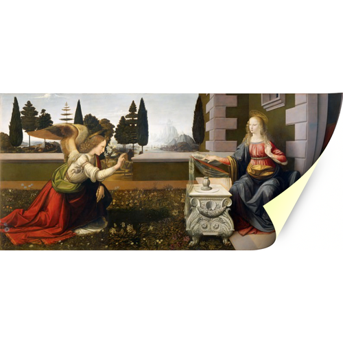 "Благовещение", Леонардо да Винчи, картина (репродукция) (120х55 см / без подрамника)