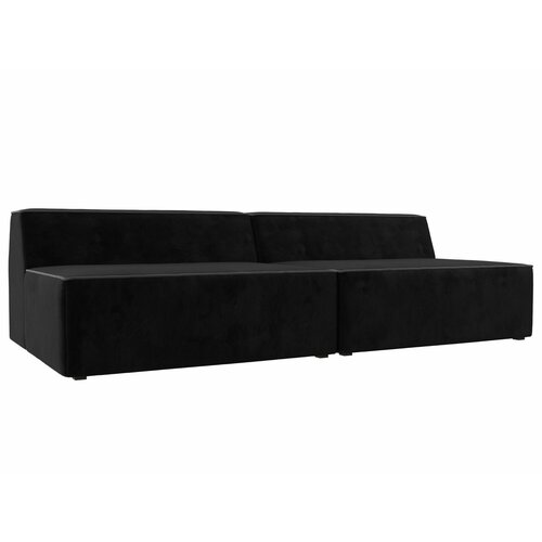 Прямой модульный диван Монс, Велюр черный и серый