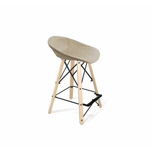 Комплект полубарных стульев, Стул полубарный со спинкой 2 шт, микровелюр/дерево/металл