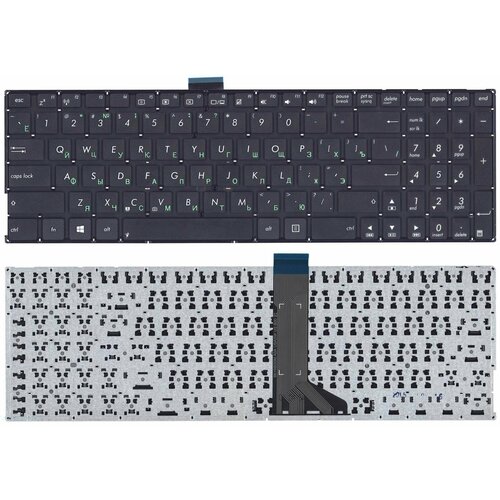 Клавиатура для Asus V143362ES1, черная без рамки, плоский Enter (шлейф 11,5 см)