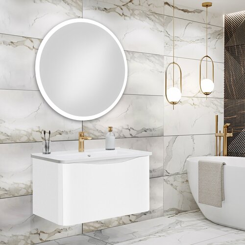 Мебель для ванной Тоскана 80, белая (тумба с раковиной, зеркало Руан D 77)