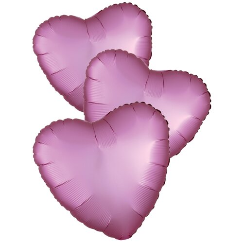 Набор воздушных шаров Anagram сердца Сатин, Розовый, 46 см, 3 шт