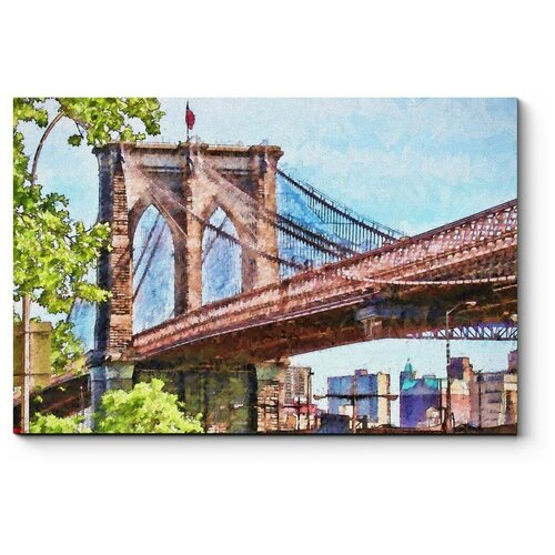Модульная картина Бруклинский мост глазами влюбленного художника, Нью-Йорк 110x73