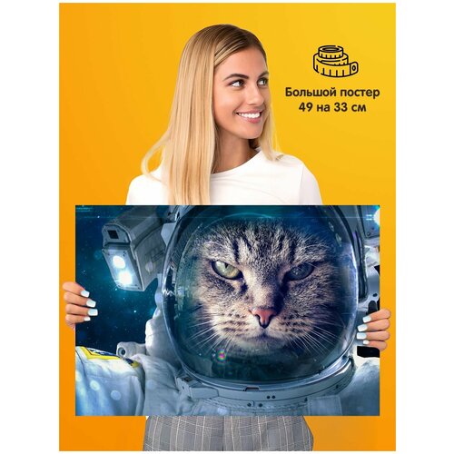 Постер плакат Cat Space Кот в космосе