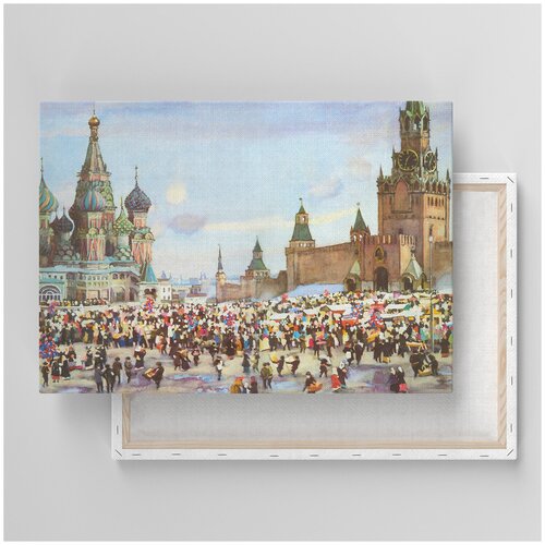 Картина на холсте с подрамником / Юон Константин Федорович - Palm Sunday Bazaar on Red Square