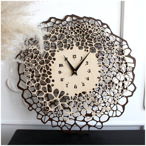 Настенные часы Jannet-clock деревянные Структура 50 см дуб/бесцветный лак