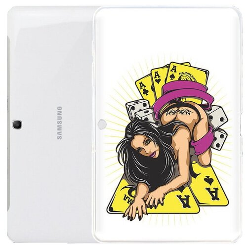Чехол задняя-панель-накладка-бампер MyPads нарисованная девушка с игровыми картами для Samsung Galaxy Tab 3 10.1 GT-P5200/P5210/P5220 противоударный