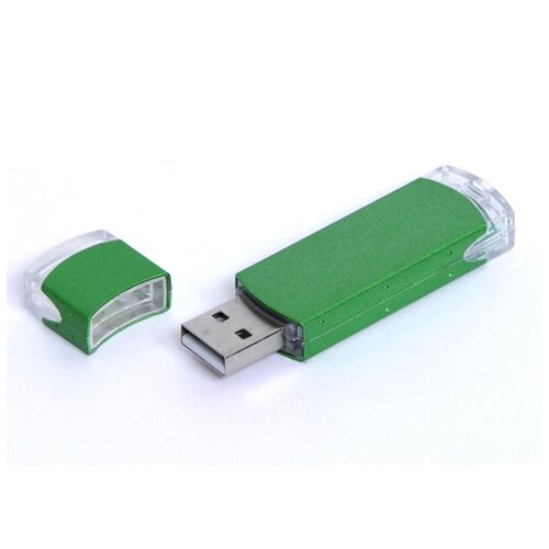 Классическая металлическая флешка для нанесения логотипа (128 Гб / GB USB 2.0 Зеленый/Green 014 гравировка)