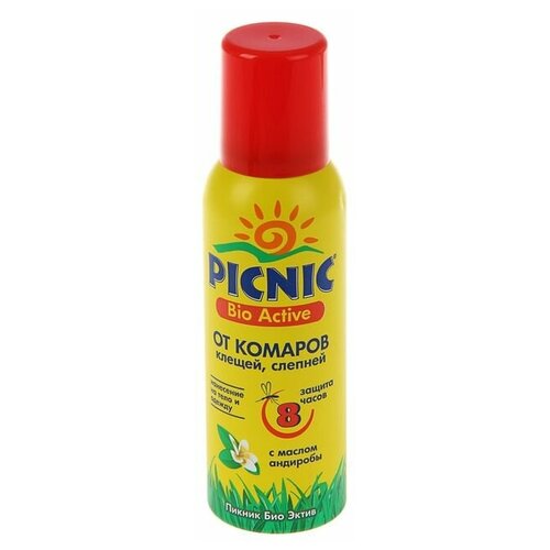 Picnic Аэрозоль репеллентный от комаров и клещей "Picnic Bio Active", с маслом андиробы, 125 мл