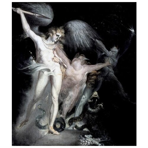 Репродукция на холсте Сатана и смерть Фусели Генри 30см. x 35см.