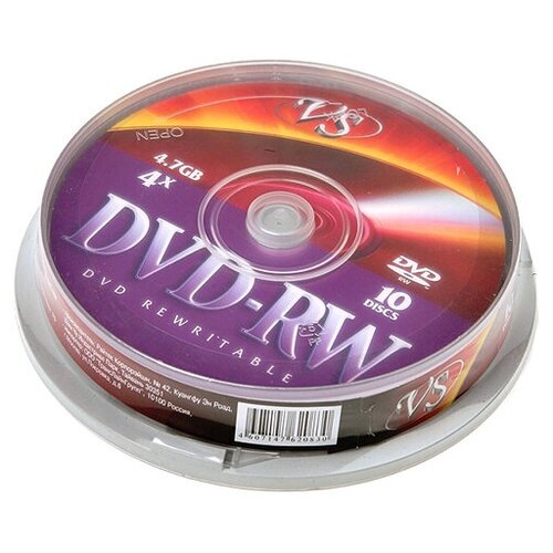 VS Диск DVD-RW VS 4.7Gb 4x Cake Box, 10шт