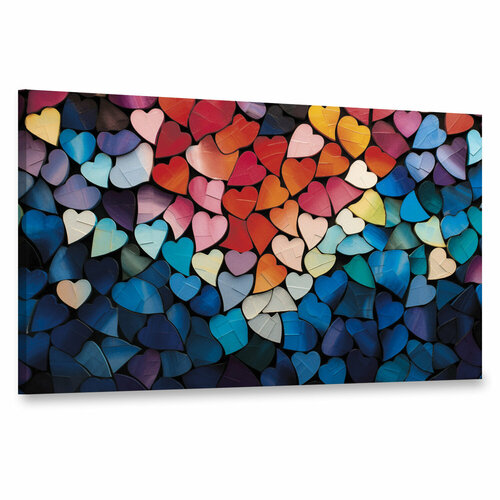 Интерьерная картина 100х60 "Сердца в разноцветье"
