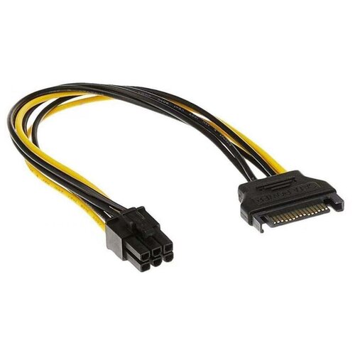 Кабель питания переходник GSMIN WE33 SATA 15Pin (M) - 6Pin (M) 0.2 м (Черный)