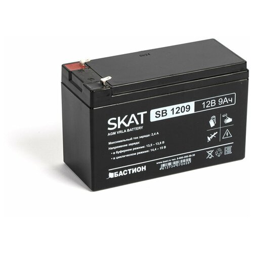 Свинцово-кислотный аккумулятор SKAT SB 1209, акб для ОПС ИБП 9 Ач