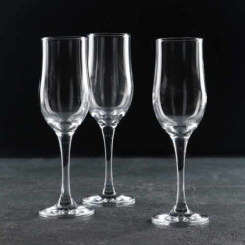 Paşabahçe Набор стеклянных бокалов для шампанского Tulipe, 200 мл, 3 шт