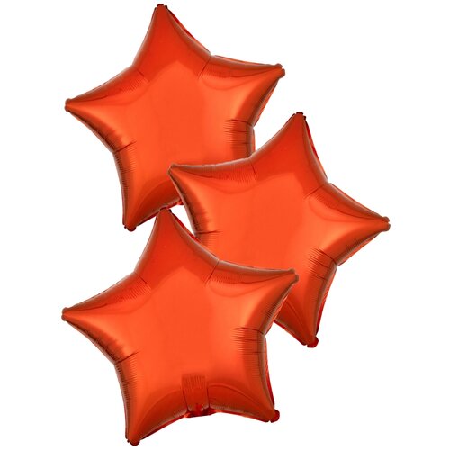 Набор воздушных шаров Anagram звёзды Металлик, Оранжевый, 46 см, 3 шт