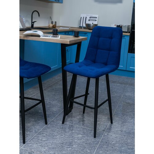 Стул полубарный/стул полубарный для кухни/ цвет синий/полу барный лофт/2шт