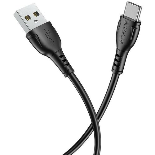 Кабель Borofone USB - Type-C 3A 1 м, кабель для зарядки и синхронизации устройств, черного цвета