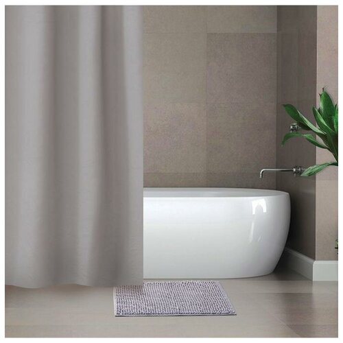 Набор для ванной "Комфорт", штора 180х180 см, ковер 40х60 см, цвет серый 5235775
