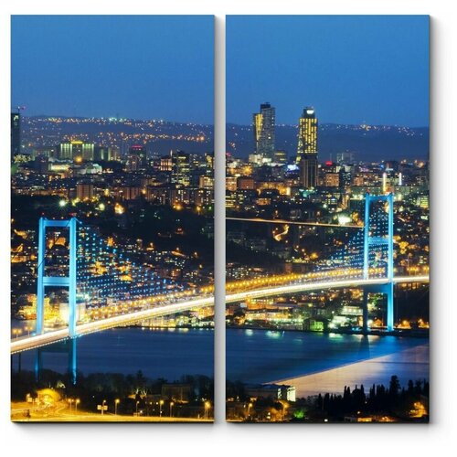Модульная картина Город не спит, ночной Стамбул40x40