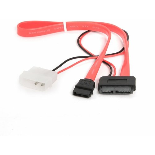 Кабель Cablexpert SATA 7 pin - SATA Slimline/Molex 2 pin, 0.35 м, красный