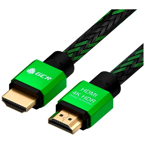 Кабель GCR HDMI - HDMI (GCR-HM481), 1.5 м, 1 шт., зеленый/черно-зеленый