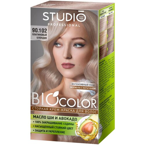 Essem Hair Studio Professional BioColor стойкая крем-краска для волос, 90.102 Платиновый блондин, 115 мл