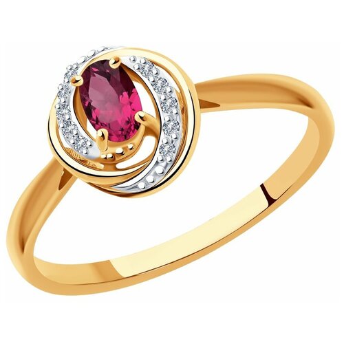 Кольцо SOKOLOV, красное золото, 585 проба, бриллиант, рубин, размер 19