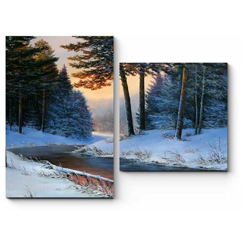 Модульная картина Холодная красота зимнего леса 110x83