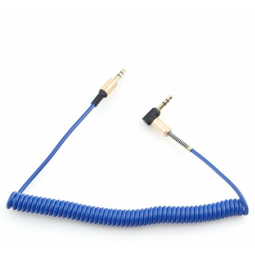 Набор из 3 штук Кабель аудио 90˚ спиральный Cablexpert CCAB-02-35MMLC-1.8MU. 3.5 джек , M/3.5 джек , M, синий, 1,8 м