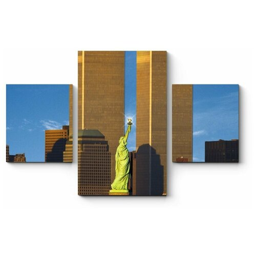 Модульная картина Всемирный торговый центр за Статуей Свободы80x52