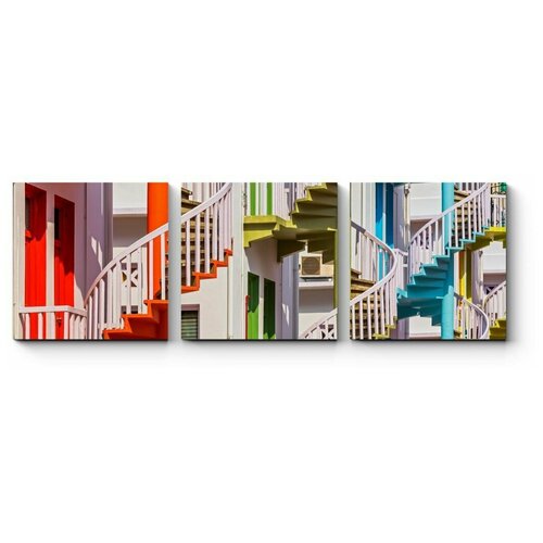 Модульная картина Яркие винтовые лестницы180x60