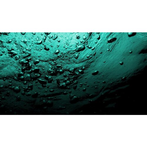 Картина на холсте 60x110 LinxOne "Вода море пузыри под водой" интерьерная для дома / на стену / на кухню / с подрамником