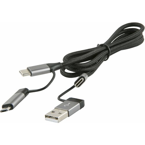Дата кабель USB-Type-C, Type-C-Type-C, Micro USB-Type-C, Micro USB-USB (4 в 1)/Зарядный кабель черный