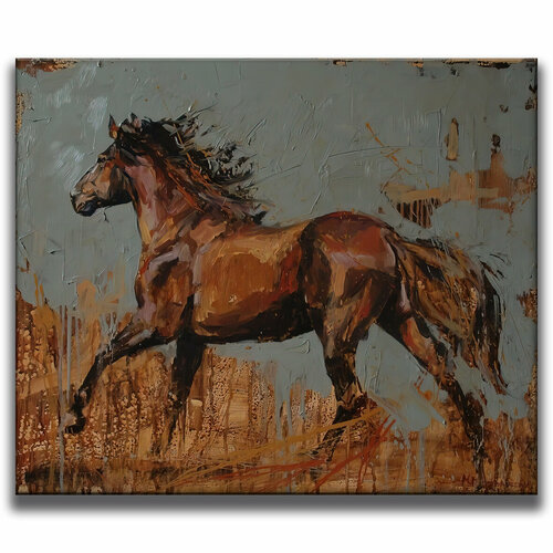 Картина для интерьера на холсте «Картина с лошадью маслом» 50х60, холст натянут на подрамник